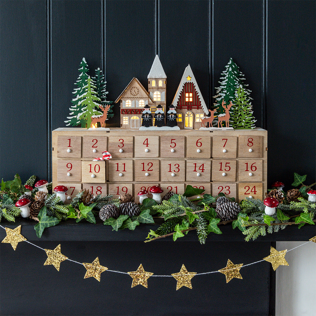 Wooden Advent Calendar With Led Lighting - Carol Singers – The Balloon ...