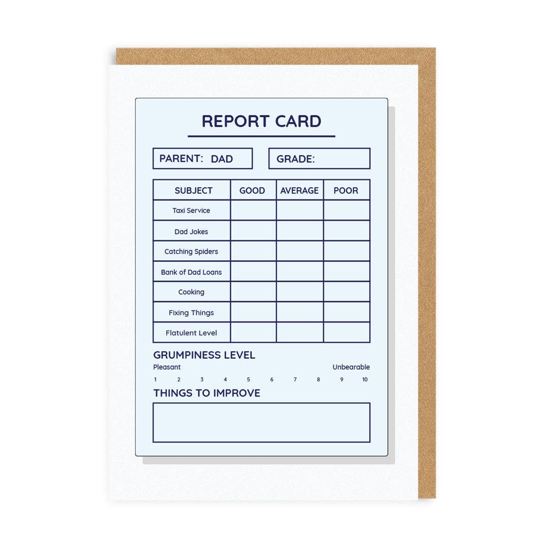 Dad Report Card Greeting Card – The Balloon Works