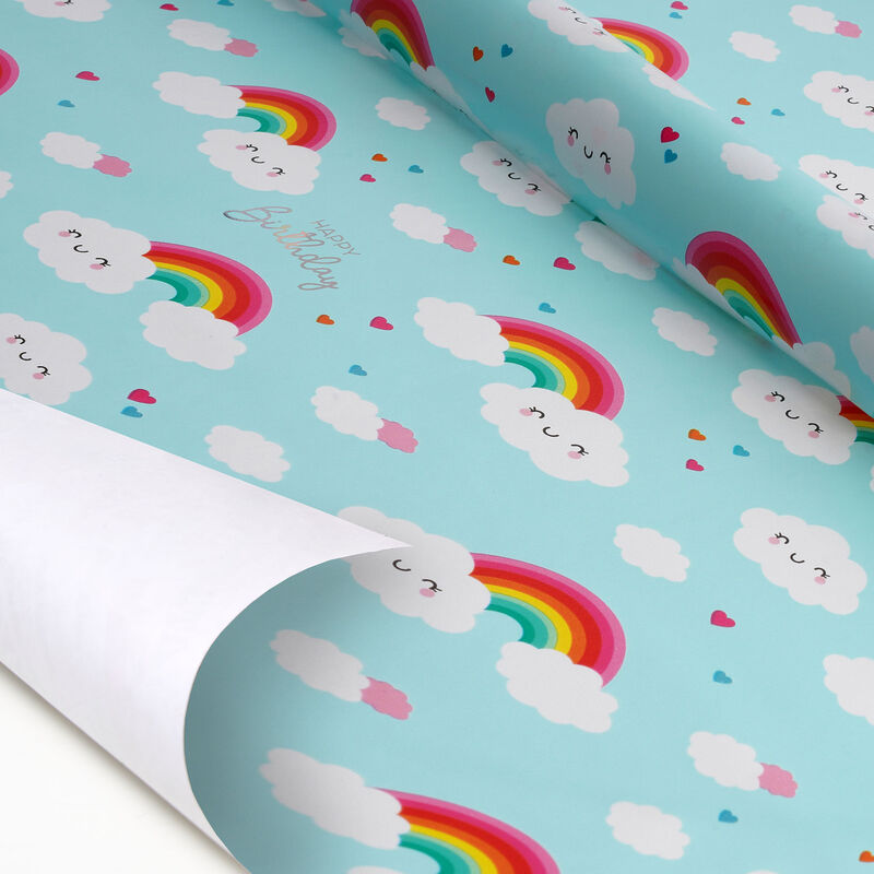 Rainbow and Clouds Wrapping Paper Roll – The Balloon Works