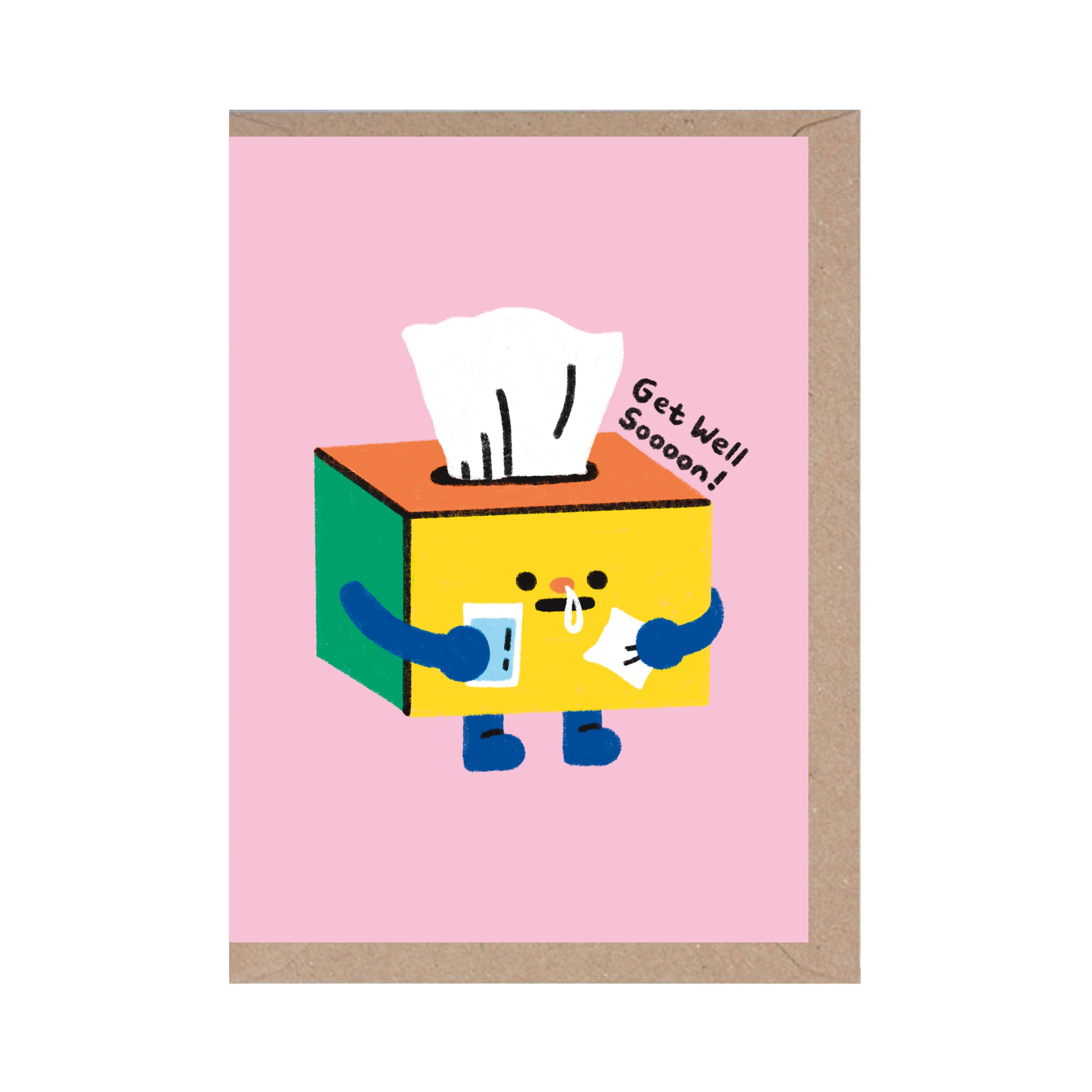 Get Well Soon Card – Cute Tissue Box Design – Feel Better Soon – The ...