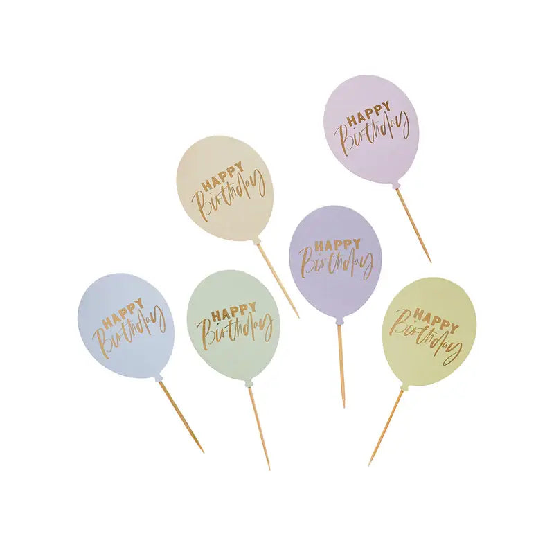 Pastel 'Happy Birthday' Balloon Food Picks – The Balloon Works