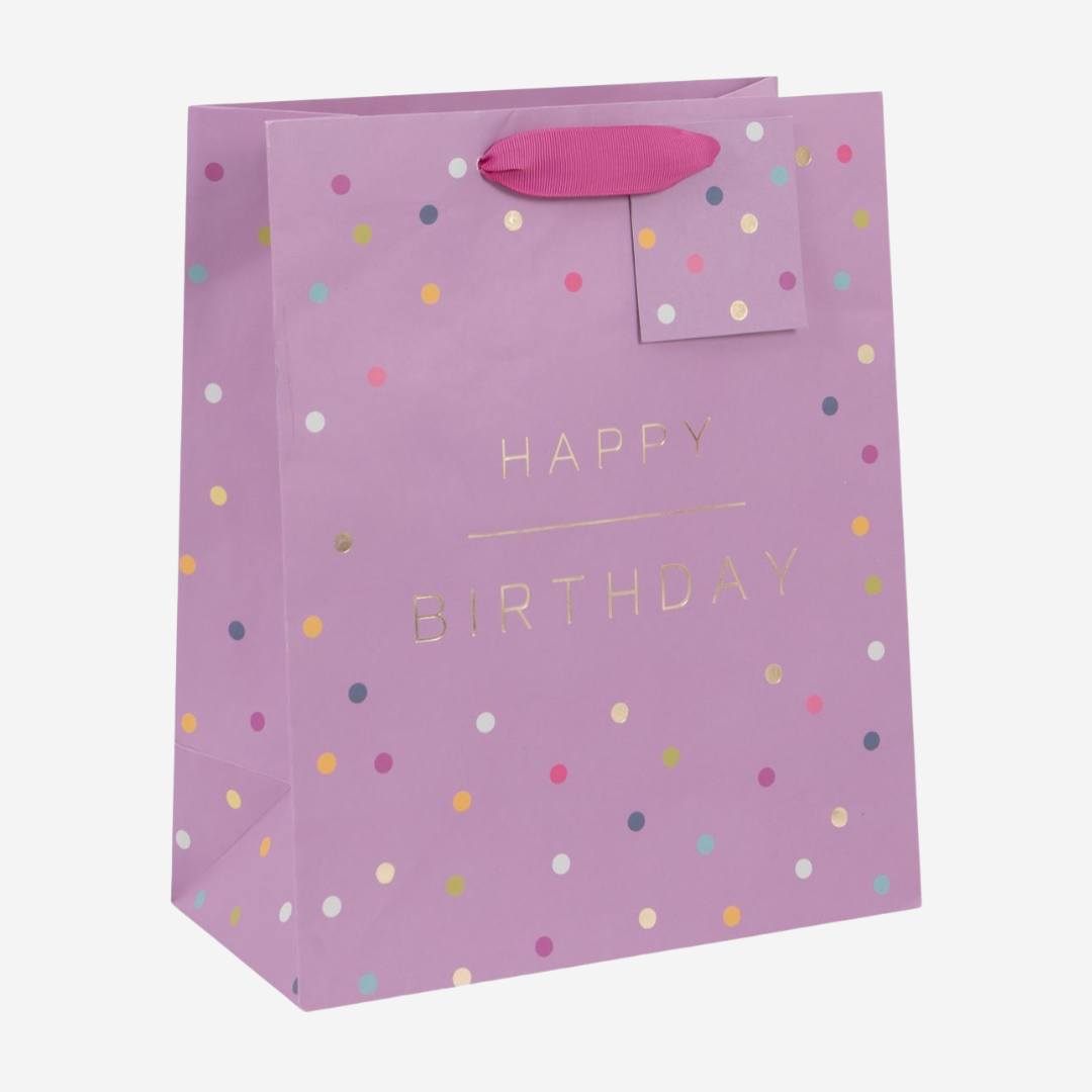 Happy Birthday Pink Spots Large Gift Bag – The Balloon Works