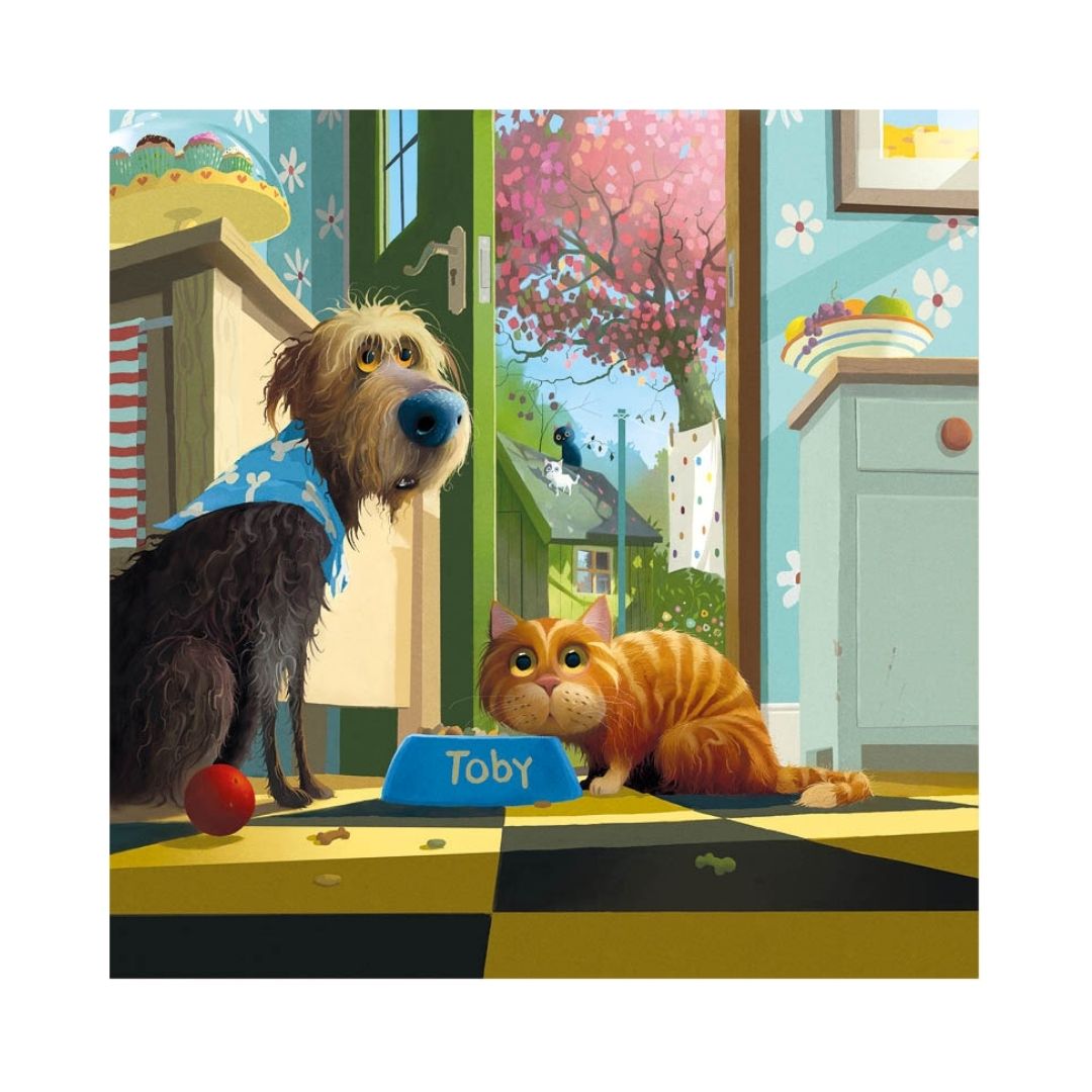 Toby and Cat Greeting Card – The Balloon Works
