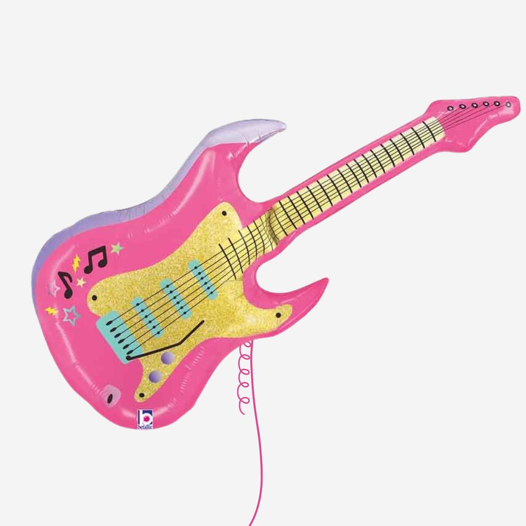 Pink Electric Guitar Large Inflated Foil Balloon – The Balloon Works