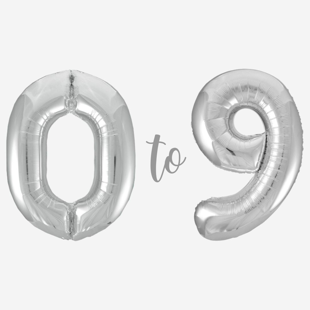Large Silver Foil Number Balloons 34" | Age Balloon | The Balloon Works