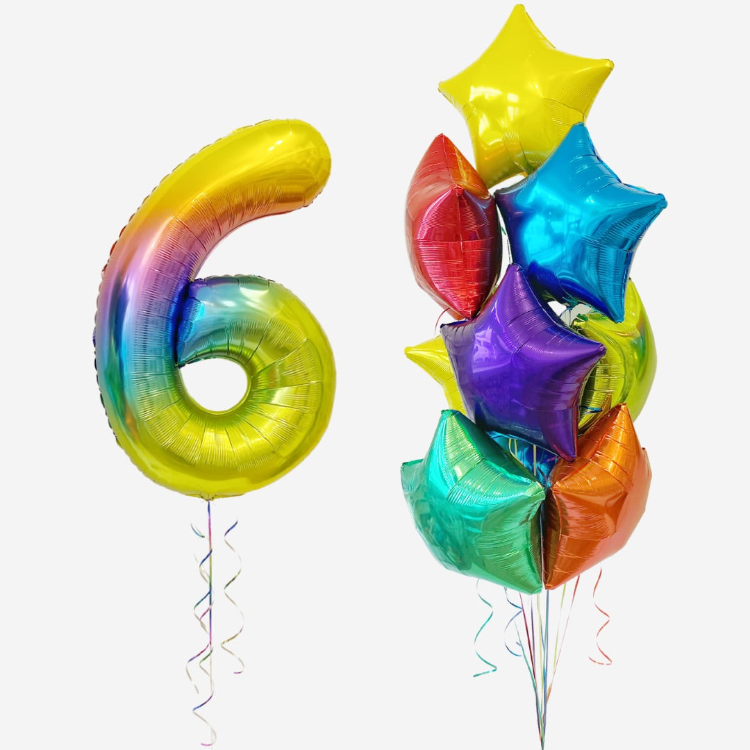 Rainbow Glory Celebration Bouquet – The Balloon Works