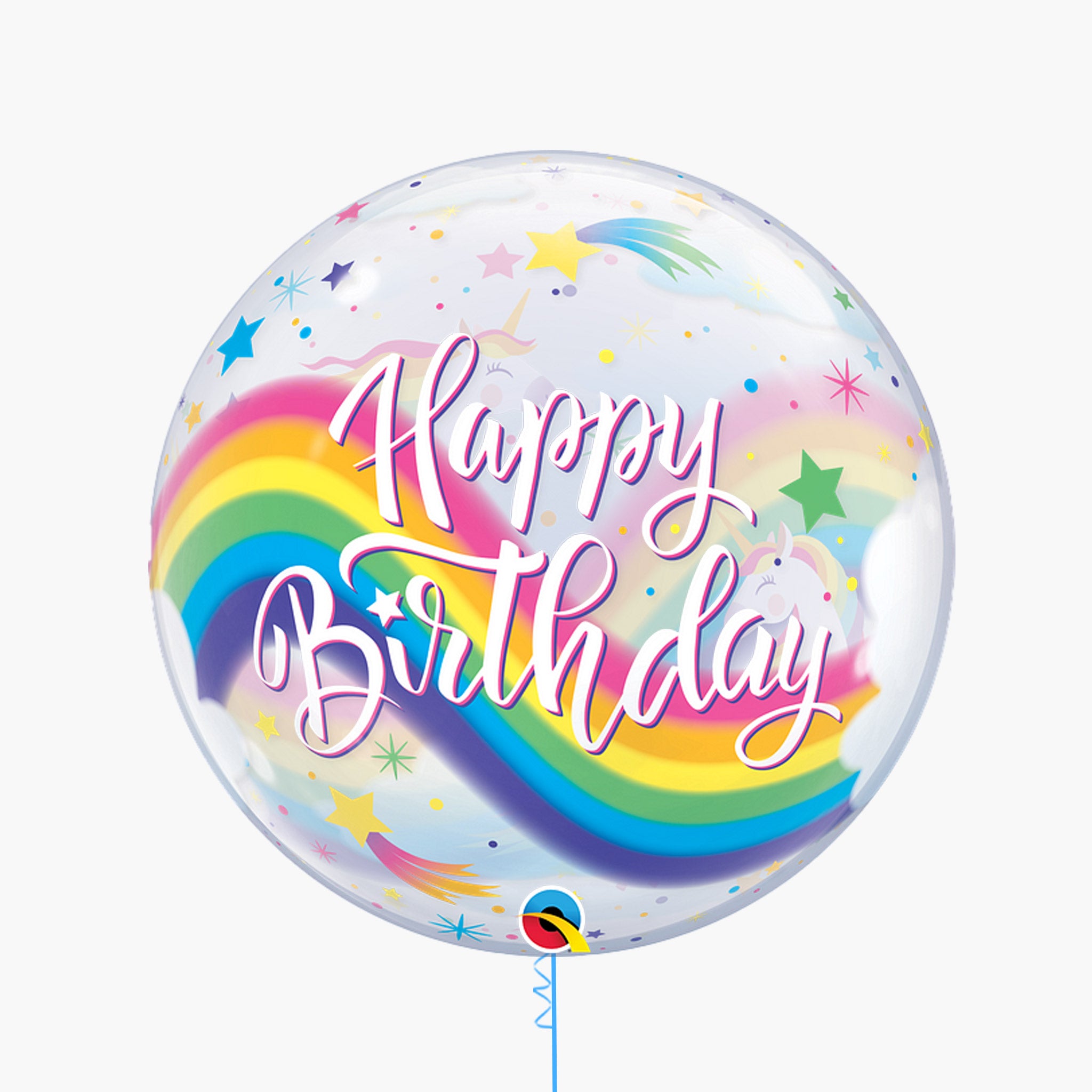 Birthday Rainbow Unicorns Inflated Balloon – The Balloon Works
